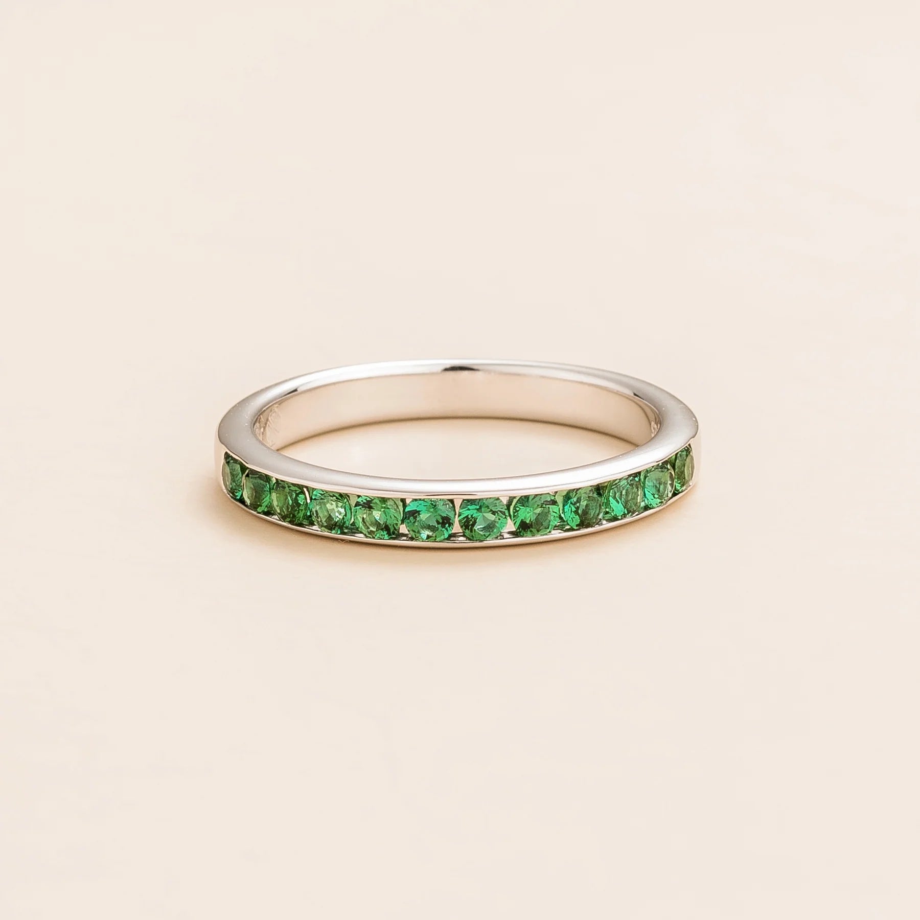 Margo Emerald Channel Band Ring in White Gold