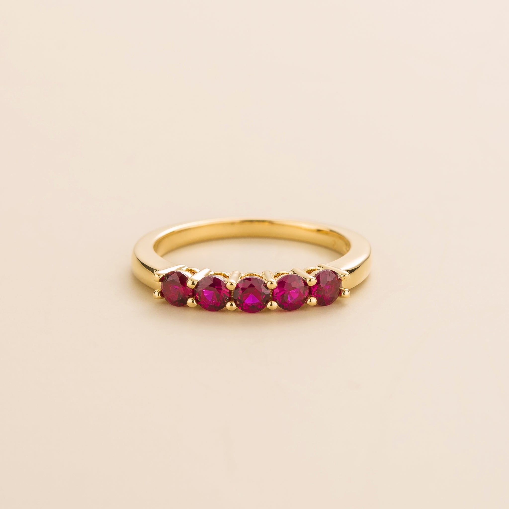 Paro Ruby Five-Stone Anniversary Band Ring in Gold